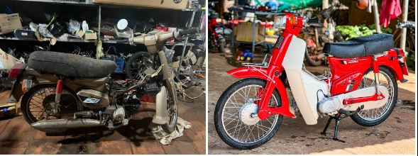 Xe Cub đồng nát 'lột xác' thành Honda DD đỏ tuyệt đẹp với chi phí chỉ ...