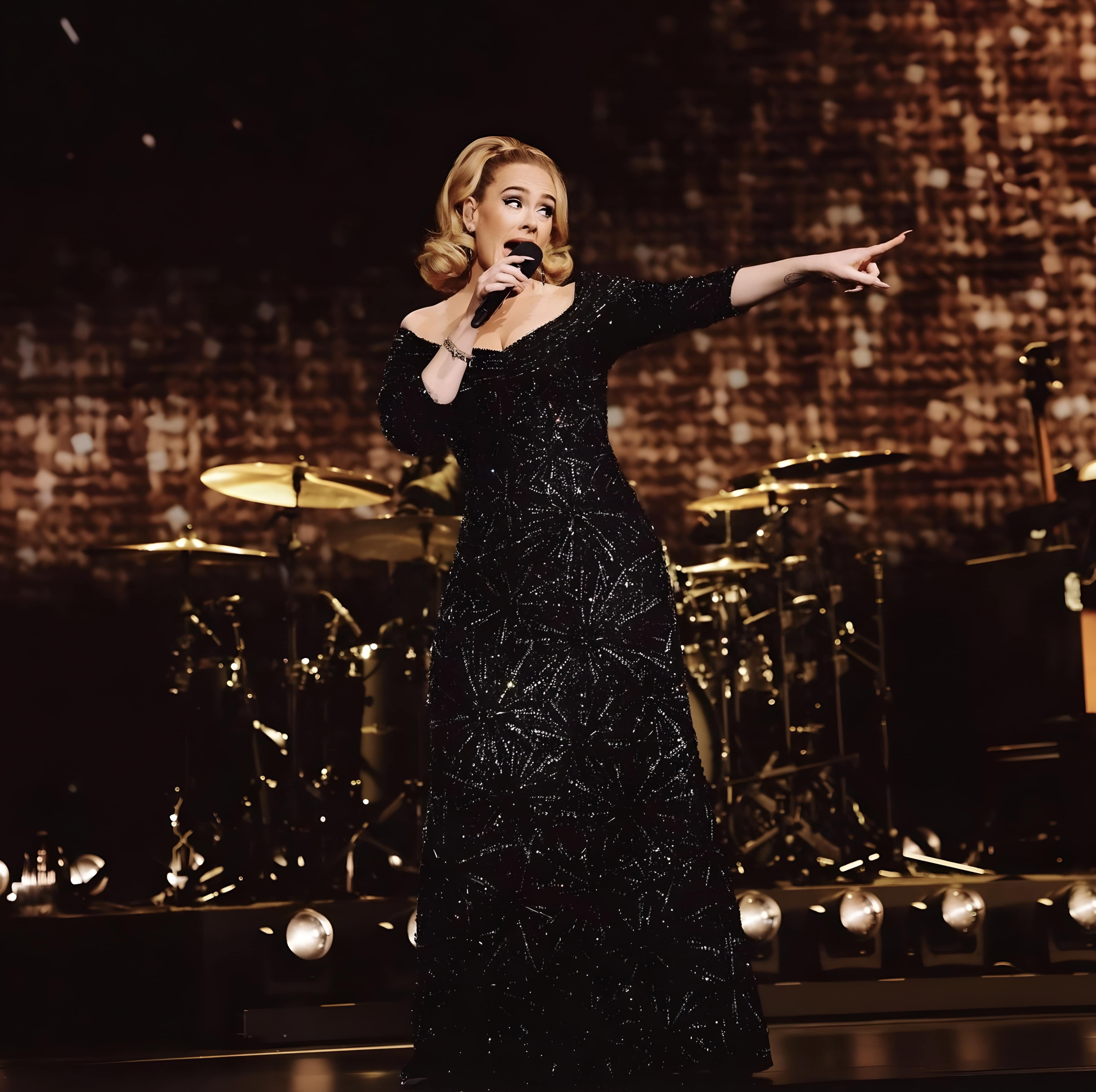 Adele wears Cong Tri's design at US show