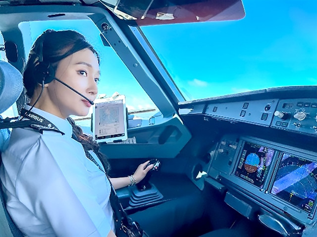 Female captain passionately conquering the skies