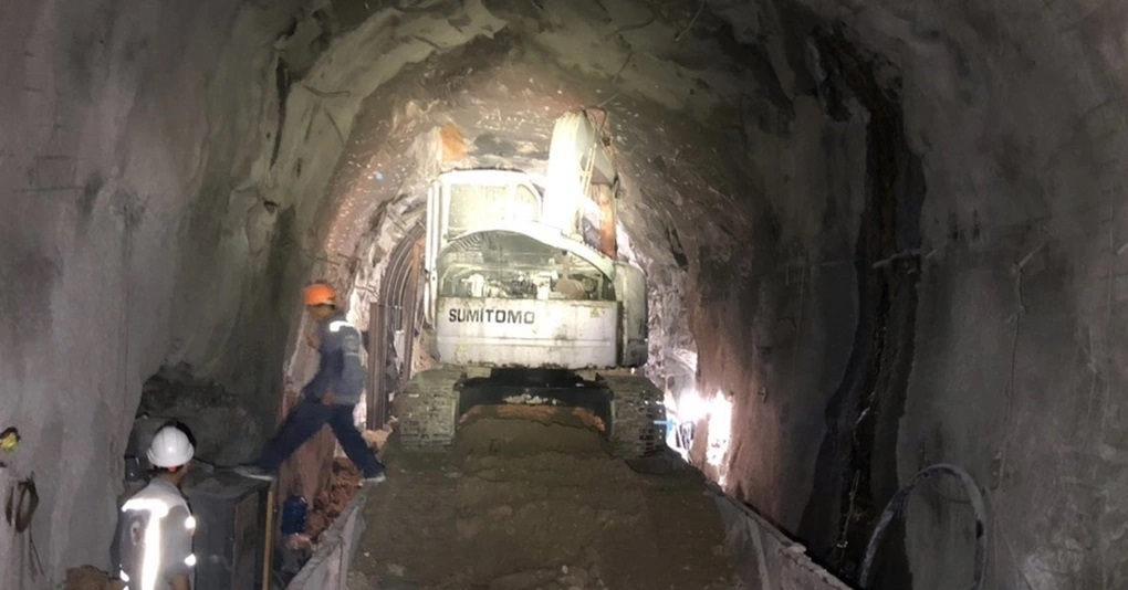Rail freight stuck due to tunnel landslide