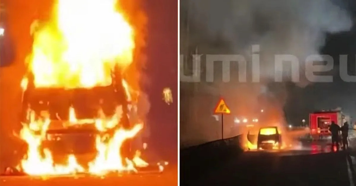 Ô tô giá siêu rẻ bất ngờ cháy rụi trên phố dù người dân nỗ lực cứu xe