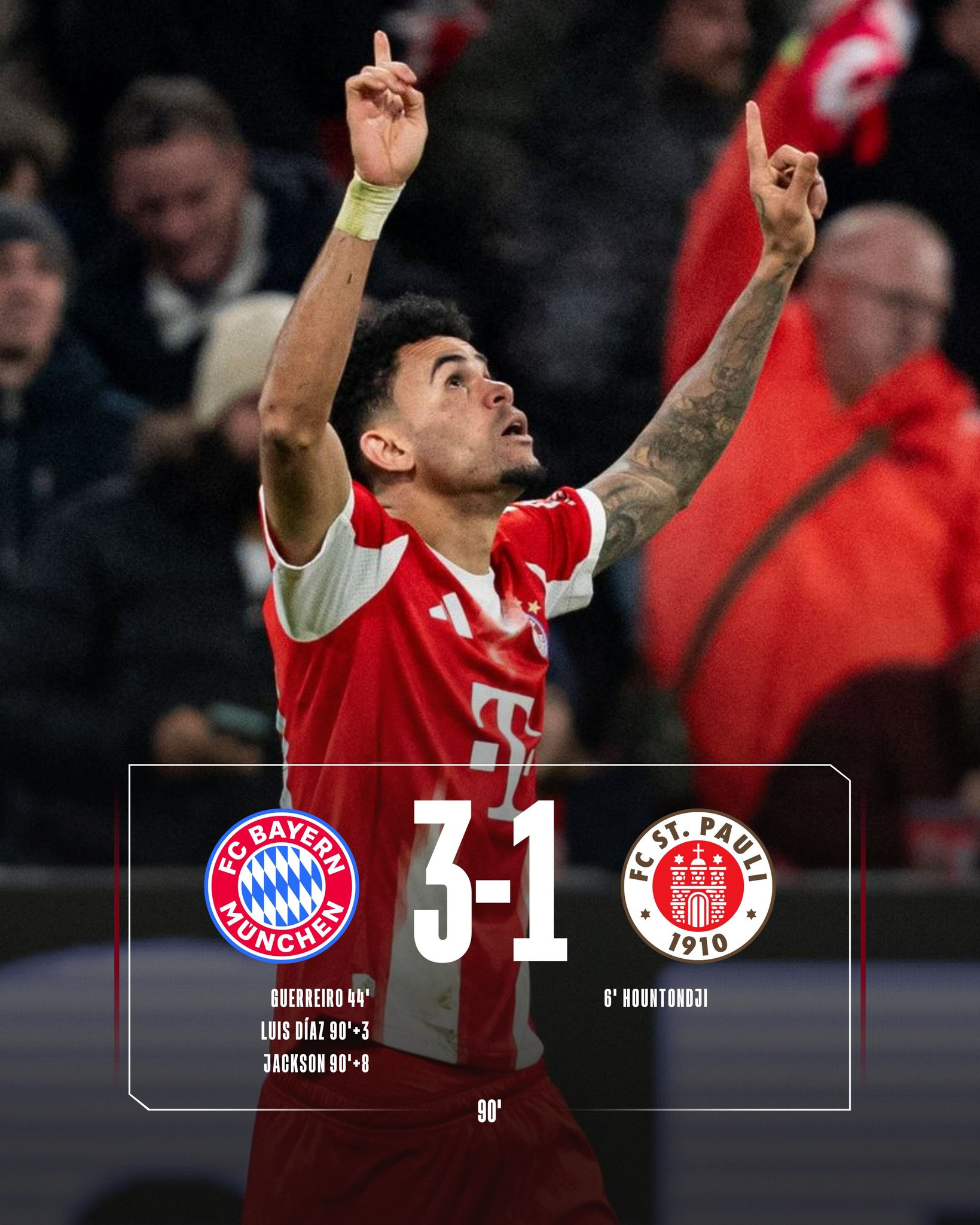 Kết quả bóng đá Bayern Munich vs St Pauli - Bundesliga 2025/26 vòng 11