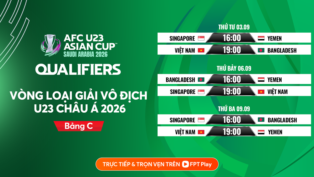 Lịch thi đấu của U23 Việt Nam tại vòng loại U23 châu Á 2026