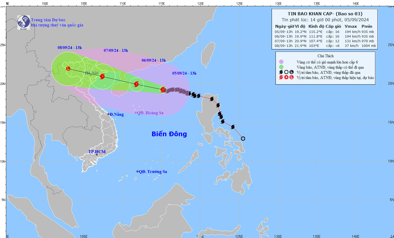 Super Typhoon Yagi bears down on North Vietnam with winds of 200 km/h